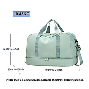 Travel Gym Tote Bag for Women,Duffle Carry On Bag,Weekender Overnight Bags for Women Large Tote Sport Bag for Women with Dry Wet Pocket,Green