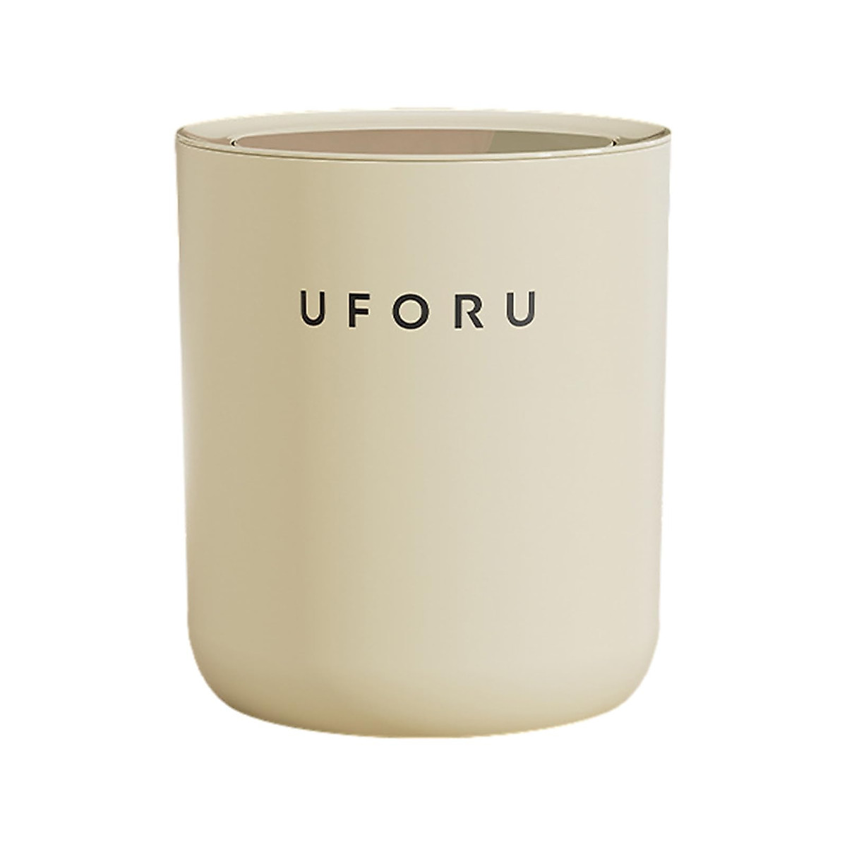 PPUMP Living Room Garbage Can, Round Trash Bin,Trash Can with Lid, Small Kitchen Garbage Can Cream Color, Vanity Wastebasket Trash Bin, Trash Bin, Cute Modern Waste Basket for Living Room Toilet