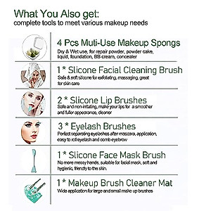 SULELA Makeup Brushes Set, 25pcs Make up Kits for Foundation Eyebrow Concealer Eye Shadows Professional Make up Brushes set (Green)