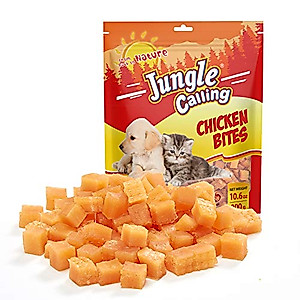 Jungle Calling Soft Chicken Treats for Dog and Cat, Natural Grain Free Chewy Food Snacks for Training Rewards for Small Dogs, High Protein, 10.6 oz