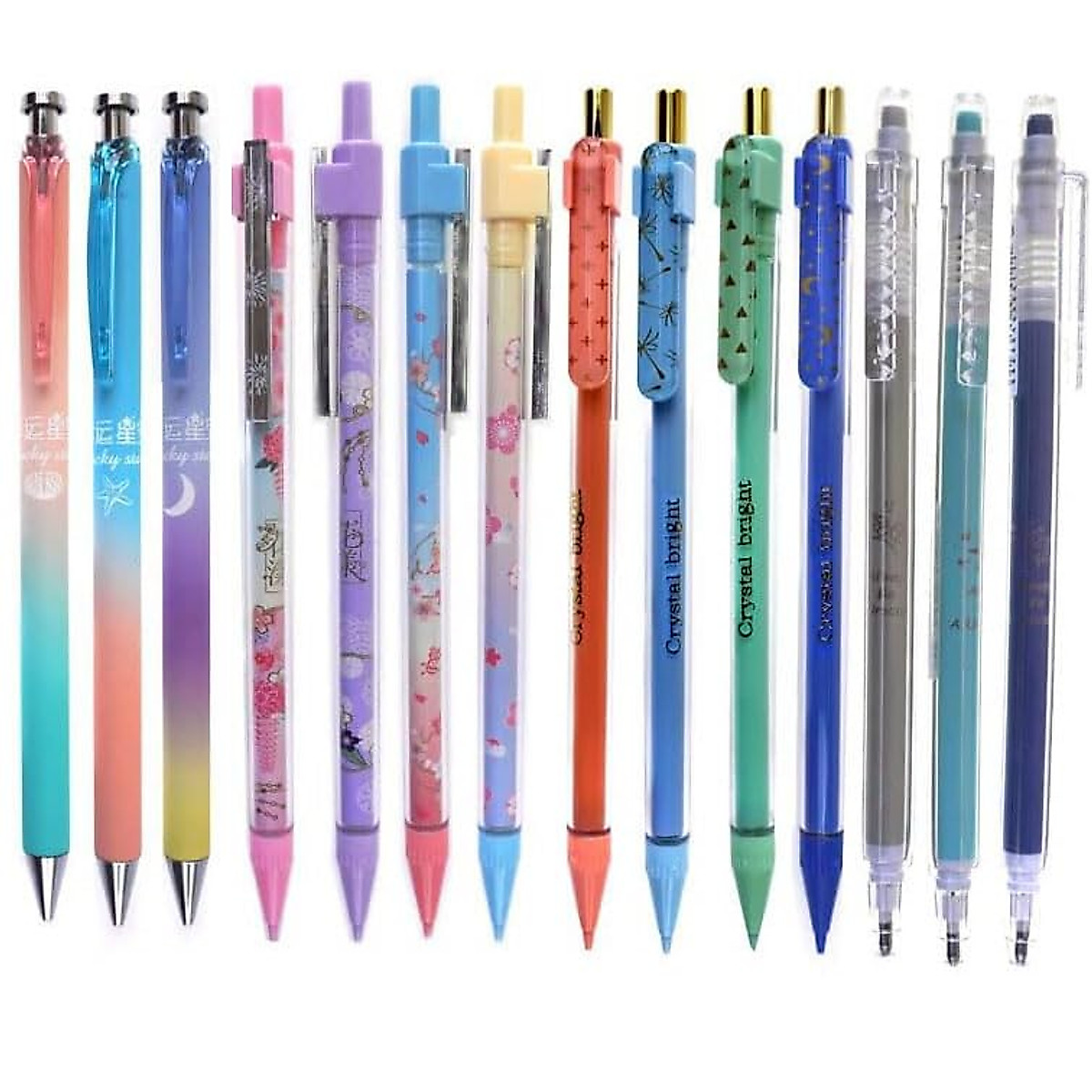 DzdzCrafts Kawaii Color 0.5MM 0.7mm Mixed 16pcs Mechanical Pencils Office School Supplies (Some with Top Erasers)