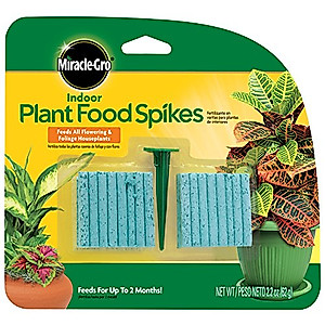 Miracle-Gro Indoor Plant Food Spikes, Includes 48 Spikes - Continuous Feeding for All Flowering and Foliage Houseplants - NPK 6-12-6, 1 Pack of 48 Spikes & Water Soluble All Purpose Plant Food, 8 Oz.