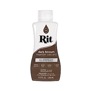 Rit Dye – 8 Oz. Liquid Fabric Dye for Clothing, Décor, and Crafts – Dark Brown (1 Pack)