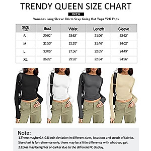 Trendy Queen Long Sleeve Shirts for Women Fall Clothes Fashion 2023 Going Out Tops Long Sleeve Crop Tops Sweaters Workout Basic Cute Y2K Shirts Winter Clothes Teen Girls Black