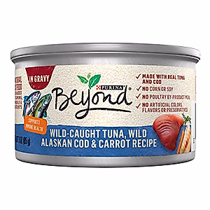 Purina Beyond Wild-Caught Tuna, Wild Alaskan Cod and Carrot Recipe In Wet Cat Food Gravy - (12) 3 oz. Cans