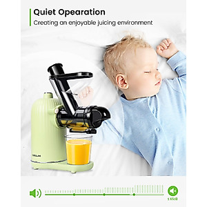 Katulan Compact Slow Juicer, Cold Press Juicer Machines with Auto-adjustable Speed for Nutrient & Vitamin Dense Fruits and Vegetables, Easy Clean Masticating Juicer with Reverse Function