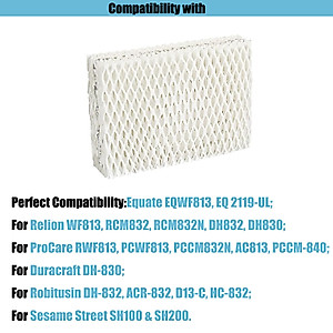 Strivy 4 Pack WF813 Humidifier Filter Replacement for Equate EQWF813,Relion WF813 RCM-832 RCM-832N,ProCare RWF813 PCWF813 PCCM832N AC813 PCCM-840,Equate EQ-2119-UL Cool Mist Humidifiers Wick Filters