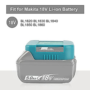 ZLWAWAOL 2 Pack USB Charger Adapter Compatible with Makita 18V Battery 2 USB Holder with Type-C Fast Charging