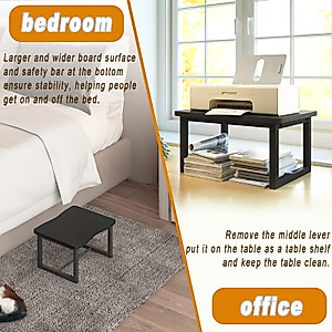 Itsst Wooden Step Stool with 500 Pounds, Wide Bed Step Stool for Adults，Black Wood Step Stool for Kitchen, Bedroom, Living Room, Bathroom