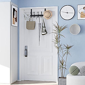 C&AHOME Over The Door Hooks - 10 Hooks Over Door Hanger Racks,Over Door Coat Rack for Hanging Clothes Hat Towel, Heavy Duty Black Over The Door（Stainless Steel）