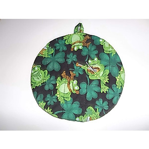 Pot Holders Heat Resistant St. Patrick’s Day Irish Frogs Potholders Handmade Double Insulated Quilted Hot Pads Trivets 9 inches Round
