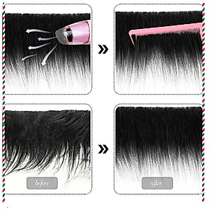 Faux Fur Fabric 2PCS Fake Fur Plush Fabric Precut Strips Fluffy Fuzzy Craft Fur for Gnomes Beard Hair Decoration (Black)