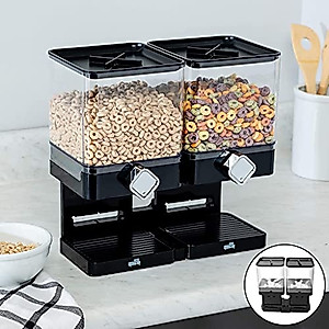 GENIGW 2 in 1 Cereals Dispenser Press Grain Storage Tank Dry Food Organizer Rice Dispenser for Home and Kitchen