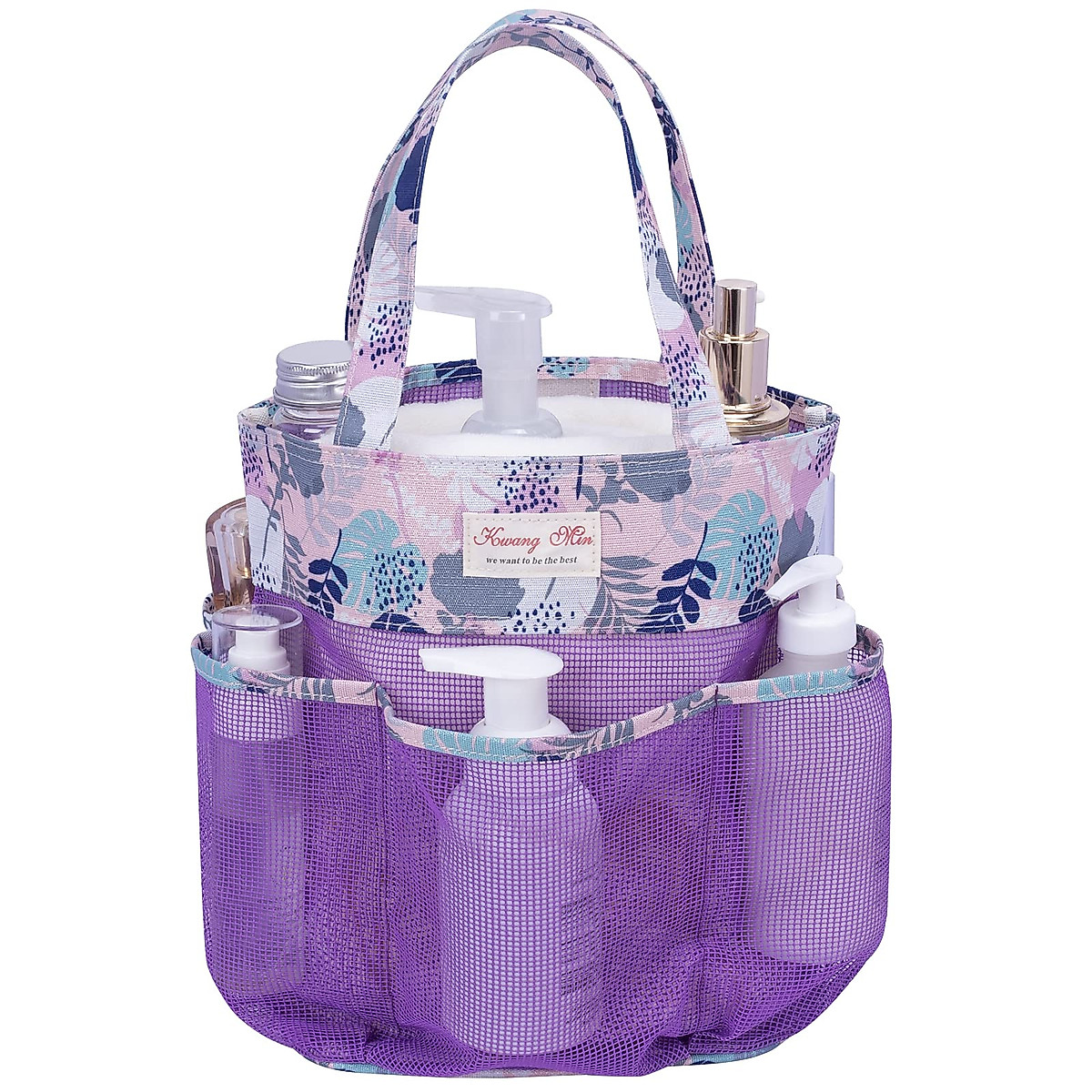 Fypxd Pretty Mesh Shower Caddy Portable for College Dorm Room Essentials,Durable Mesh Beach bag with Multiple Pocket Large Capacity,Shower Travel tole Bag for Beach,Swimming,Gym (Purple)