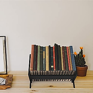sxnzequnze Wooden Vinyl Record Holder Storage Carved Design Bookcase Office Supplies Home Decoration For Book And Magazine Organization Black