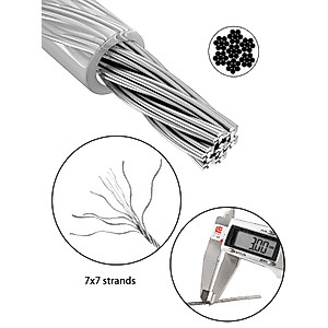 TooTaci Sun Shade Sail Hardware Kit with 1/8 Cable,304 Stainless Steel Shade Sail Hardware Kit 5inch with 100ft Stainless Steel Coated Cable,Rectangle/Triangle Sun Sail Hardware Kit for Outdoor Canopy