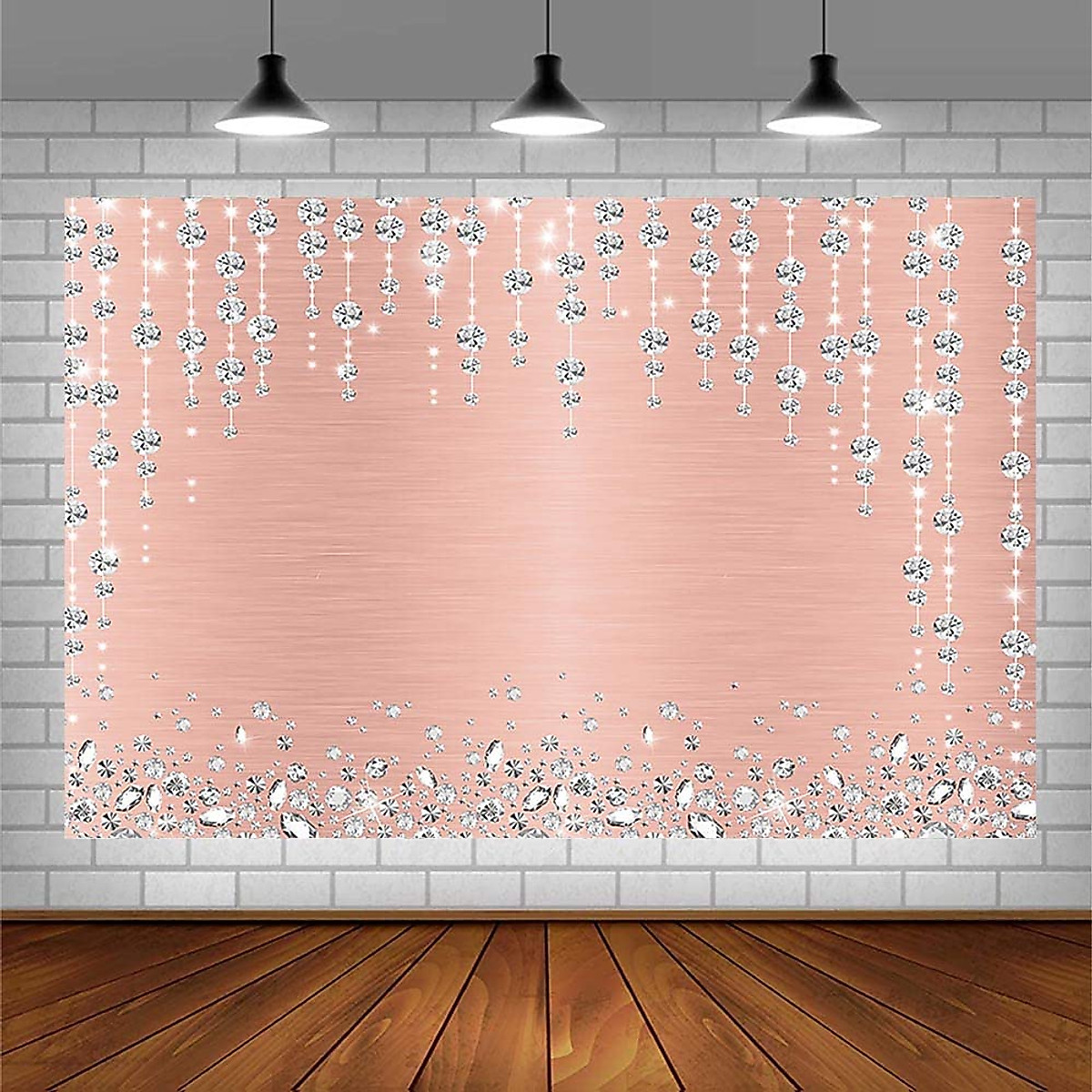Sendy SENDY 7x5ft Rose Gold Diamonds Curtain Backdrop for Photography Birthday Party Decorations Wedding Bridal Shower