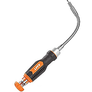 AMERICAN MUTT TOOLS 12 in 1 Ratcheting Flexible Screwdriver – Flexible Screwdriver Tool with Bit Holder | Flexible Shaft Screwdriver, Bendable Screwdriver Extension, Flex Screwdriver