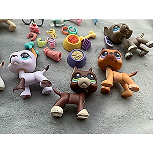 lps Great Dane Dog Random Pack, Random 3pcs lps Great Dane Dog, Bobble Head Magnet Foot Clear Peg lps Dog with lps Accessories Lot 7pcs Kids Gift