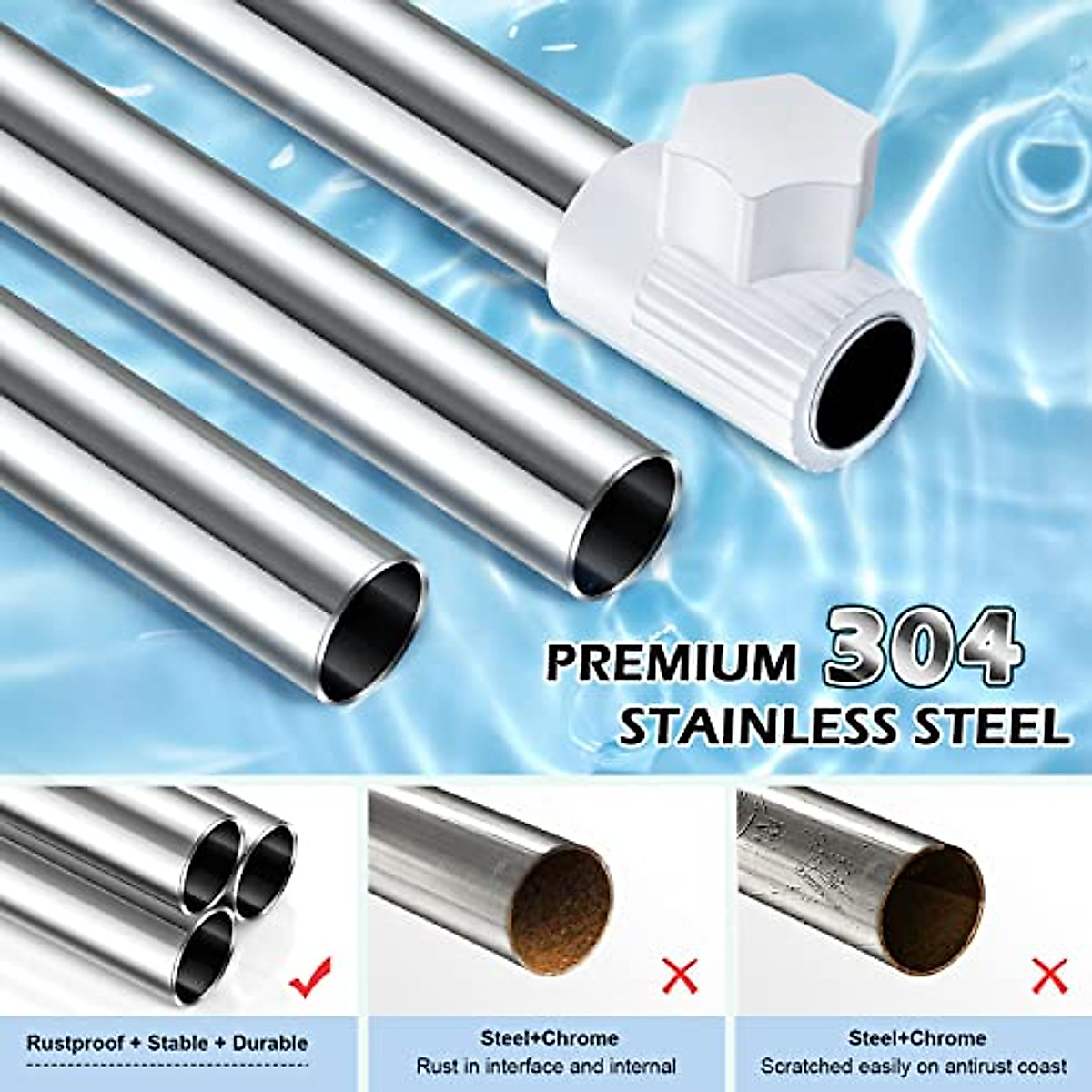 Corner Shower Caddy Tension Pole: Rust Proof 4Tier Shampoo Storage Organizer for Inside Shower - Telescoping Rod Shower Rack for Bathroom and Bathtub - Restroom Floor Standing Bath Rack Holder