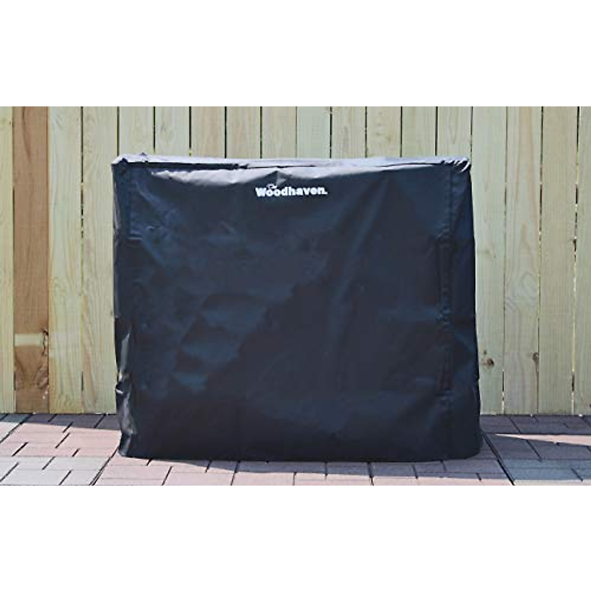 Woodhaven 4 Foot Waterproof Full Cover - Covers 1/4 Cord Woodhaven Outdoor Firewood Rack - Reinforced Vinyl With Velcro Straps - Keeps Logs Dry (Black)