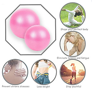 JUFANGFIN 2 Pcs Pilates Exercise Ball Mini 6 Inch Yoga Ball with Pump,Small Barre for Workout Fitness Balance Physical Therapy (Pink, 6 Inch+9 Inch)