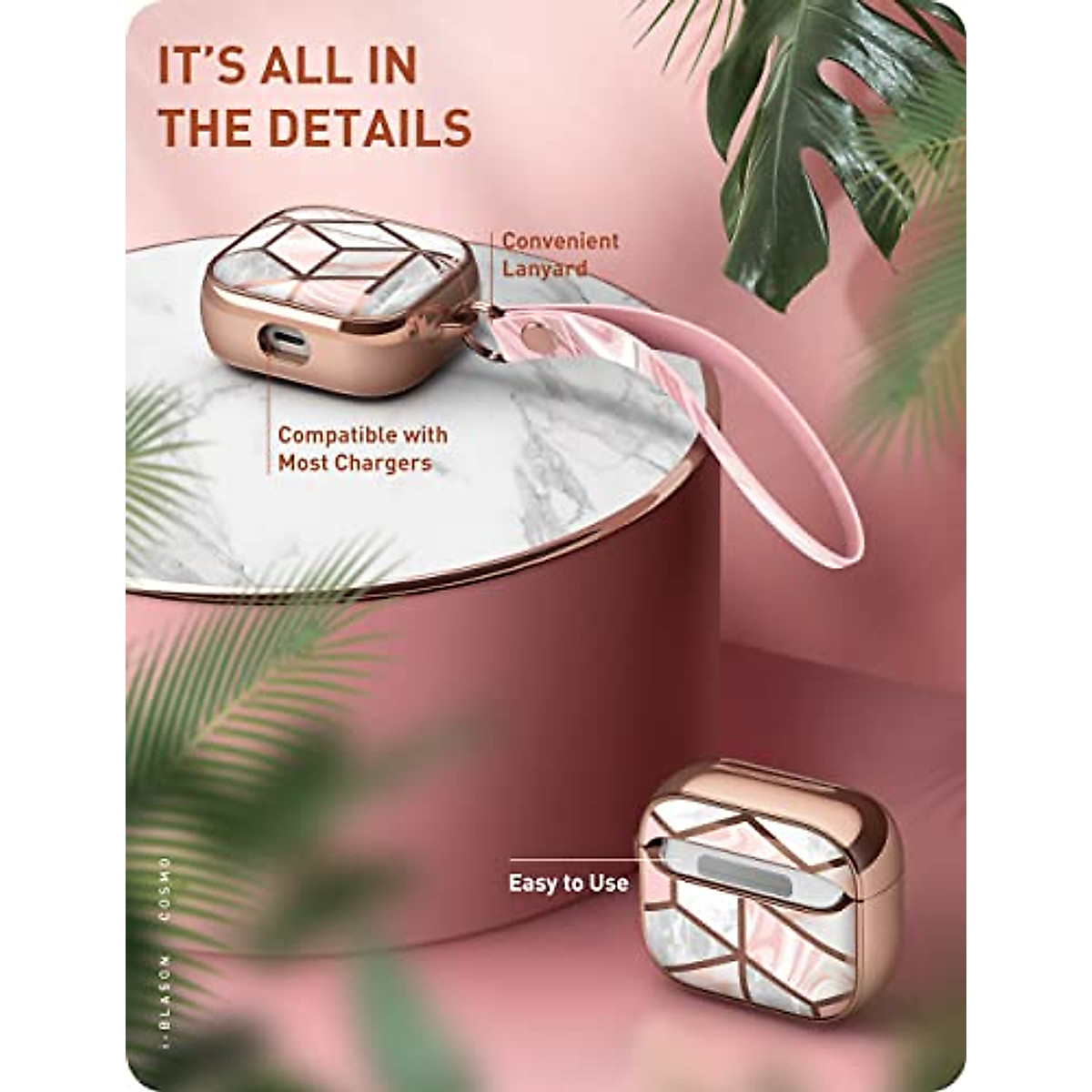 i-Blason Cosmo Series Case Designed for Airpods 3rd Generation Case, 360° Protective Stylish Airpod Case 3rd Generation Cover Compatible with Airpods 3 Case 2021 (Marble)