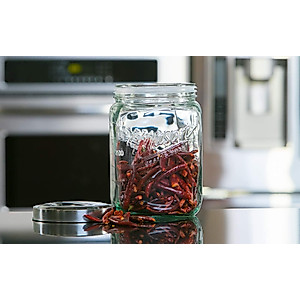 Mason Craft & More Airtight Kitchen Food Storage Clear Glass Pop Up Lid Canister, Large 3.6 Liter Pop Up Canister