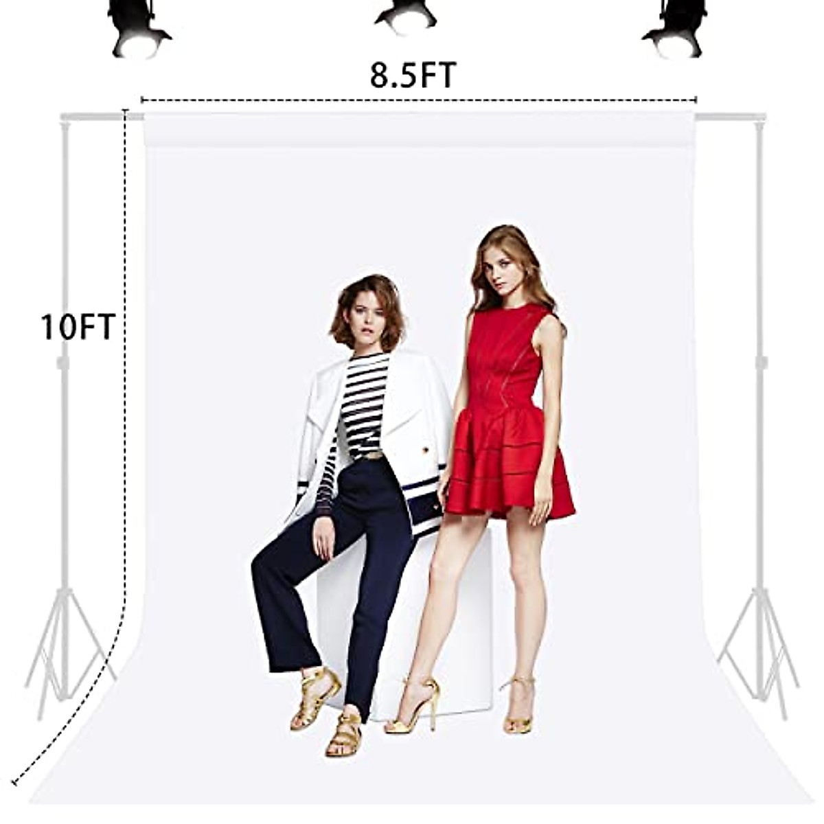 TRLYC White Photography Backdrop - 8.5 x 10 FT White Backdrops for Photoshoot with 4 Backdrop Clips Backdrops for Parties Curtain Photographic Studio Photo Backgrounds