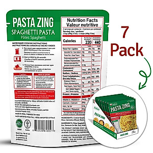 Pasta Zing Spaghetti Pasta Pack of 7, 7.05 Ounce, | Ready To Eat in 60 Sec | Pasta -100% Italian Durum Wheat | Natural Ingredients | Pre Made Meals Ready to Eat Fresh