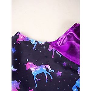 winying Kids Girls Long Sleeve Unitard Bodysuit with Shorts Fitness Gymnastic Leotard Dancewear Purple 6 Years