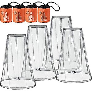 Hestya 4 Pack Mosquito Net Mesh Face Neck Fly Netting Hood from Bugs Gnats No See Net with Carry Bags for Outdoor(Gray)