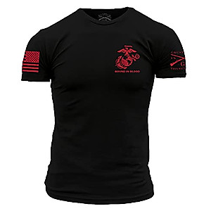 Grunt Style USMC Bound in Blood Men's T-Shirt (Black, XLarge)