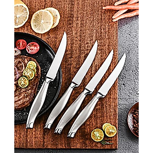 Emojoy Knife Set with Block, 15 Pieces Kitchen Knife Set with Built-in Sharpener, German Stainless Steel Sharp Chef Knife Set with Hollow Handle, Dishwasher Safe and Rust Proof