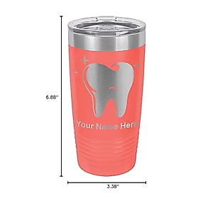 LaserGram 20oz Vacuum Insulated Tumbler Mug, Tooth, Personalized Engraving Included (Coral)