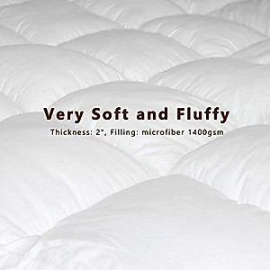 Plush Extra Thick Mattress Topper Queen for Softening Firm Mattress, Breathable Cooling Mattress Pillow Top Bed Topper for Back Pain & Sleep Comfort, Overfilled Mattress Pad, Fit to 6”-22” Mattress