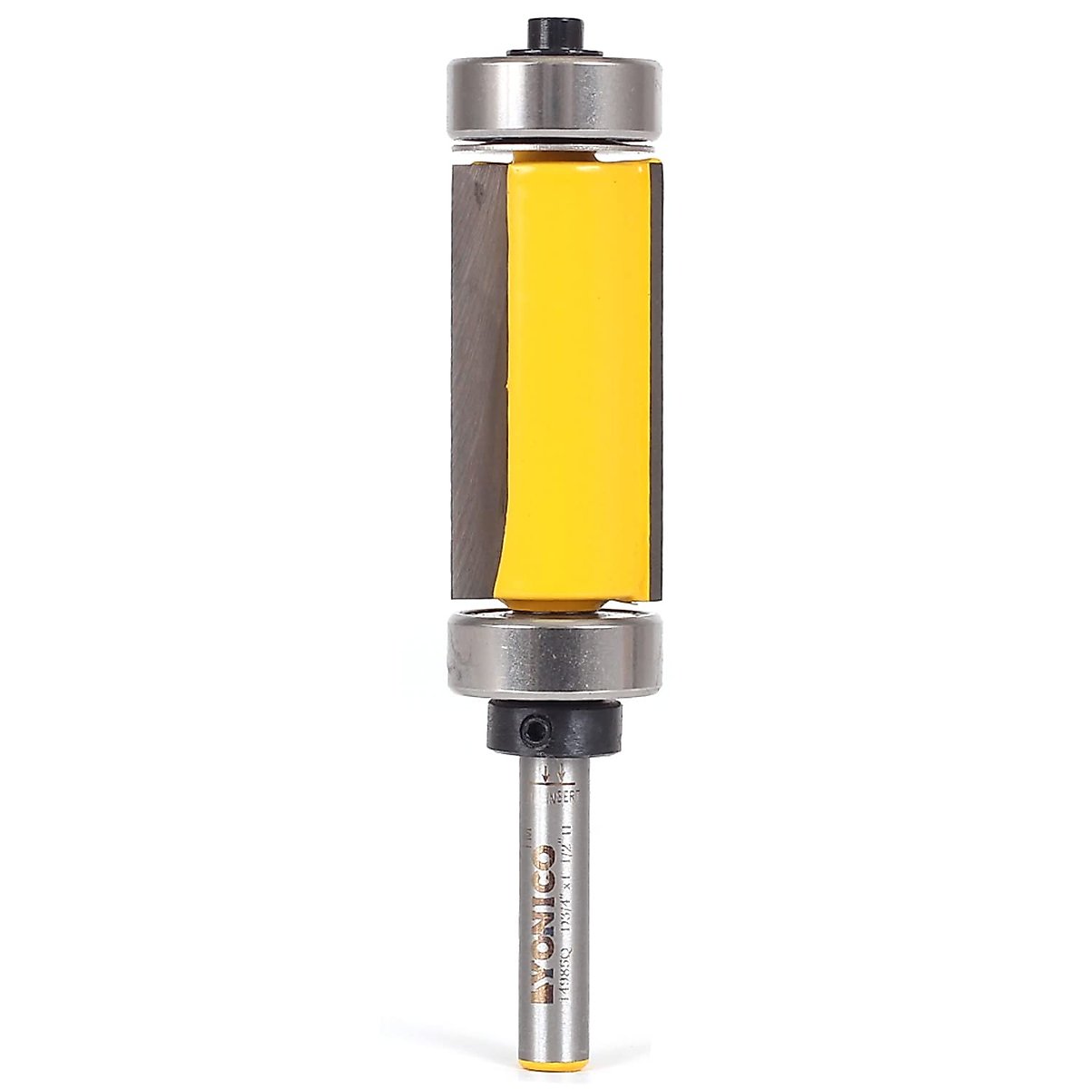 YONICO Pattern Bit Flush Trim Top and Bottom Bearing Router Bits 1-1/2-Inch Cutting Length 1/4-Inch Shank 14985q