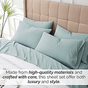 Southshore Fine Living, Inc. 6-Piece Deep Queen Sheets Premium Bedding, 21-Inch Queen Deep Pocket Sheet Set, Microfiber Bedding, Deep Pocket Fitted Sheet, Blue Pillow Cases, Sky Blue Sheets