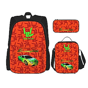 3-Piece Unisex Backpacks Set Including Travel Daypack, Lunch Tote Bag And Pencil Case Combination For Men Women