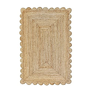 Gautam International Scalloped Natural Jute Area Rug, Natural Color (2'X3')