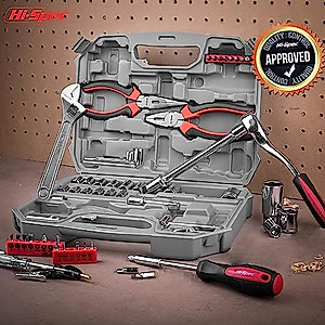 Hi-Spec Tools 67Pc Metric Auto Mechanic Tool Set, Motorcycle & Car Tool Kit, Auto Repair Tool Set with Pliers, Screwdriver Set, Socket Kit & Tool Box Storage Case for Cars, Trucks, Boats RVs & Jeeps.
