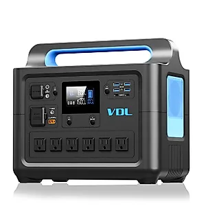 Portable Power Station 1228Wh/1500W, VDL HS1500 LiFePO4 Solar Generator Fully Charged 2 Hours, 6x110V Pure Sinewave AC Outlets Backup Battery Power Supply for Home Use Outdoor Camping RV Emergency