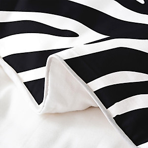 Zebra Strip Door Duvet Cover 100% Cotton Twin SizeGeometric Strip Lines Bedding Cotton Duvet Cover Set Wild Animals Bedding Set Modern Abstracr Art Comforter Cover Set Black White Bedspread Cover