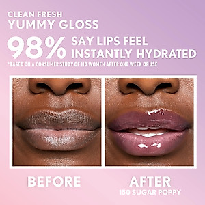 COVERGIRL Clean Fresh Yummy Gloss – Lip Gloss, Sheer, Natural Scents, Vegan Formula - Sugar Poppy