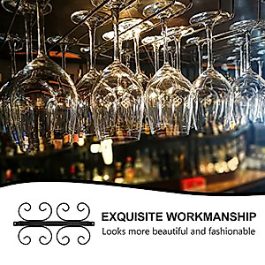 Alipis 3pcs Black Rack Down Storage Wine Iron Upside Glasses Slot Hanger Metal Hanging Gadget Racks Cup Home Restaurant Cabinet Holder Glass for Kitchen Goblet Drainage Draining