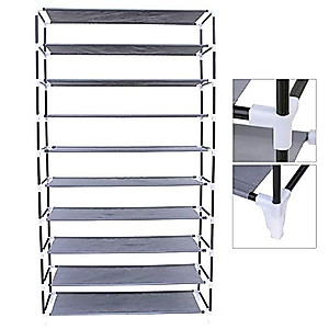 Xy Litol 10-Tier Shoe Rack Cabinet - 45 Pair Shoe Organizer for Entryway, Closet, Bedroom, and Hallway Grey