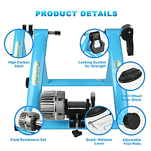 Cycleinn Fluid Bike Trainer Stand for Indoor Riding with Noise Reduction, Portable Bicycle Exercise Training Stand with Fluid Flywheel, Stationary Bike Resistance Trainer for Road & Mountain Bikes