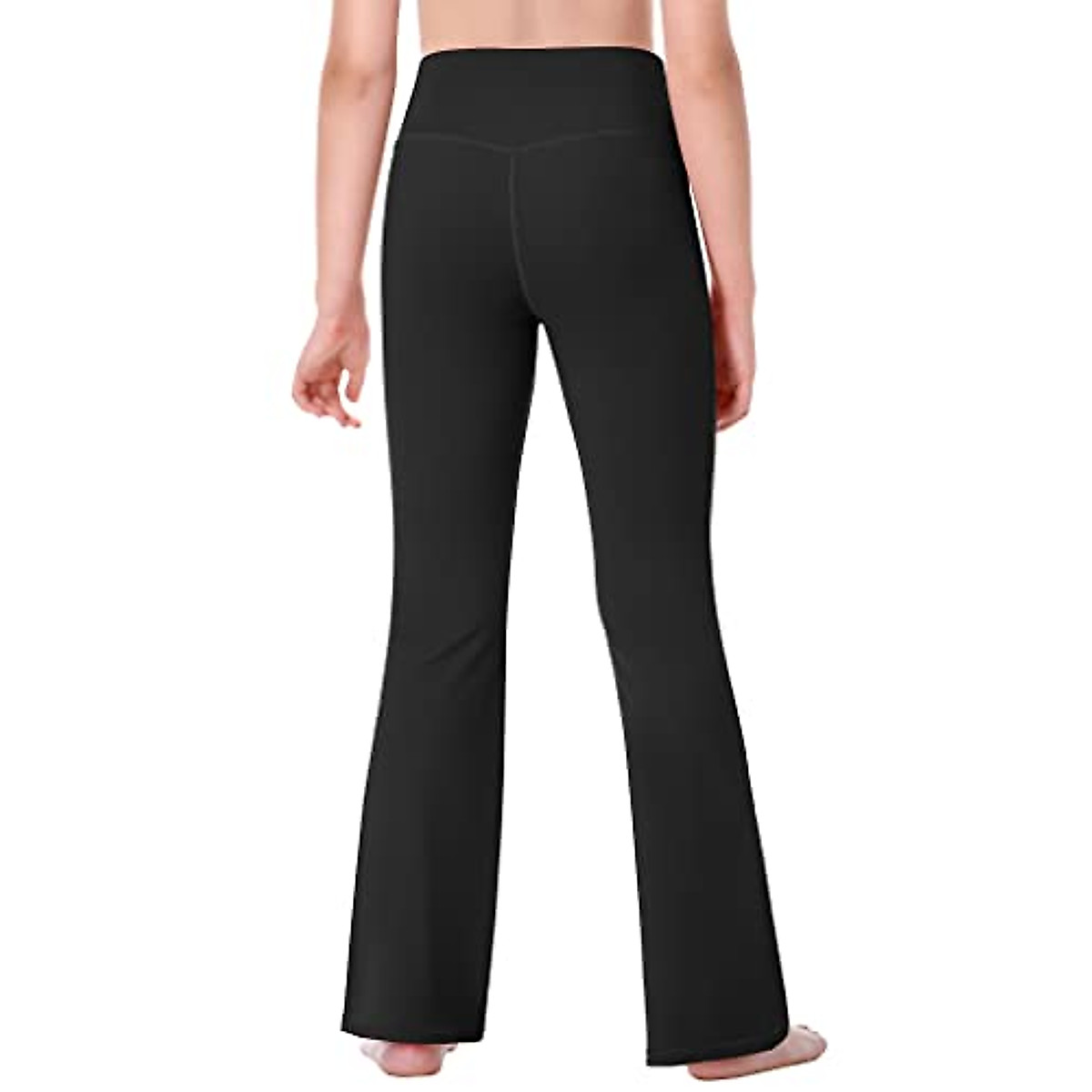 Ewedoos Girls Flare Leggings Crossover with Pocket Preppy Clothes Leggings for Girls Yoga Pants Dance Casual Uniform Black