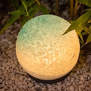 Afirst Solar Table Light - LED Glass Outdoor Table Lantern Lamps Solar Powered Hollow Projection Waterproof Globe Ball Night Lights for Garden,Patio,Yard, Party Decorations, 4x5 inch