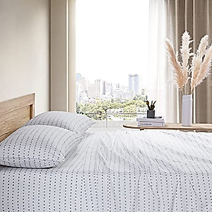 City Scene - Queen Sheets, Cotton Percale Bedding, Crisp & Cooling Home Decor (Radius Charcoal, Queen)